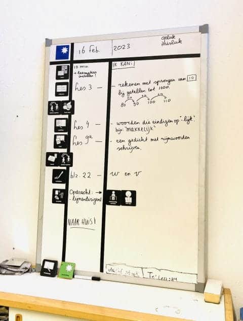 Een duidelijke dagplanning met pictogrammen in de klas